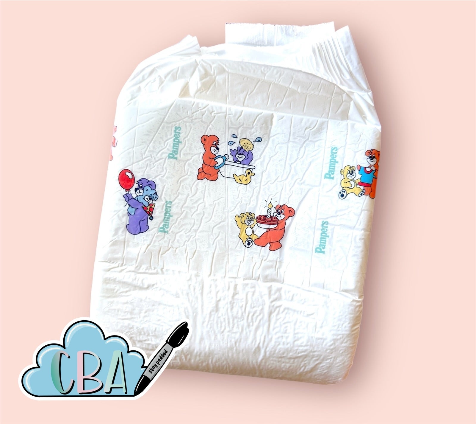 ABDL Clear Premium Diaper Tapes “Vintage Bears Playing” – CBA
