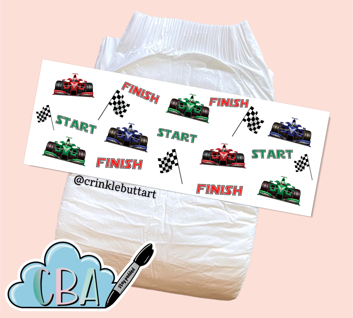 ABDL Clear Premium Diaper Tapes “Race Cars” – CBA