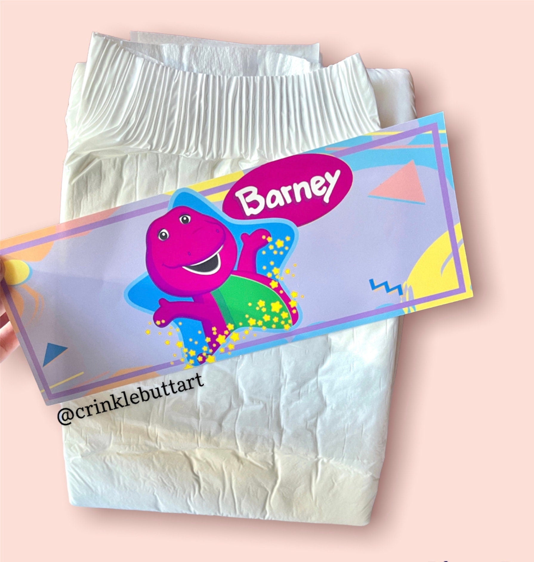 ABDL *CLEAR* Premium Diaper Tapes "Barney" ABDL vintage design – CBA