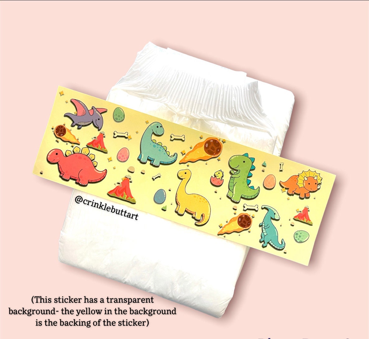 ABDL *CLEAR* Premium Diaper Tapes, "Tiled Dinos" – CBA