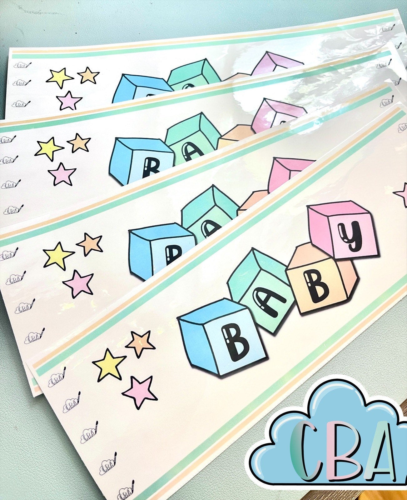 ABDL Clear Premium Diaper Tapes “Baby Blocks” – CBA