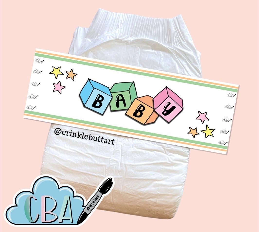 ABDL Clear Premium Diaper Tapes “Baby Blocks” – CBA