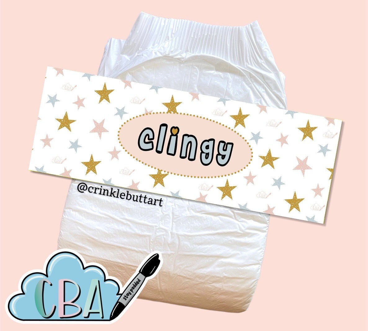 ABDL Clear Premium Diaper Tapes “Clingy or Baby With Stars” – CBA